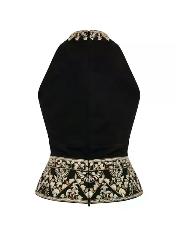 INTERNATIONAL APPEAL Floral-embroidered Tailored Vest