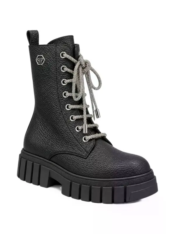 Philipp Plein Crystal-embellished Leather Boots
