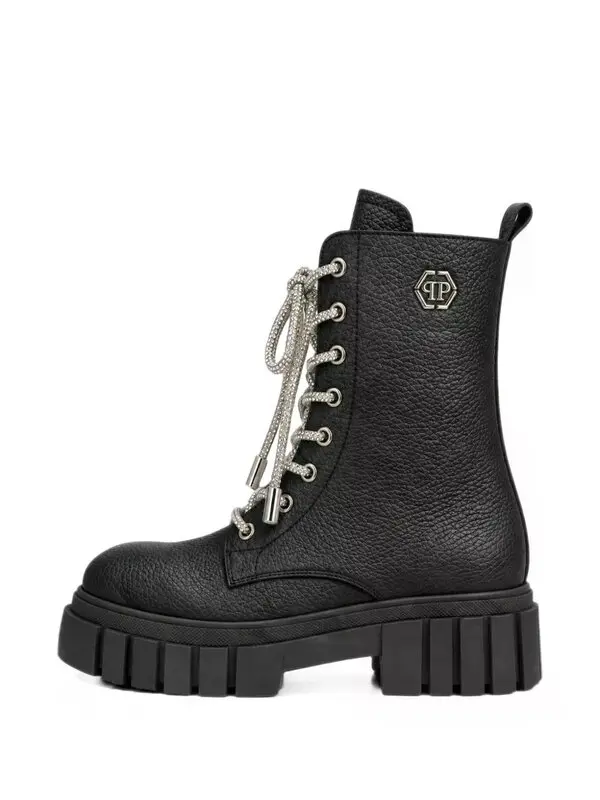 Philipp Plein Crystal-embellished Leather Boots