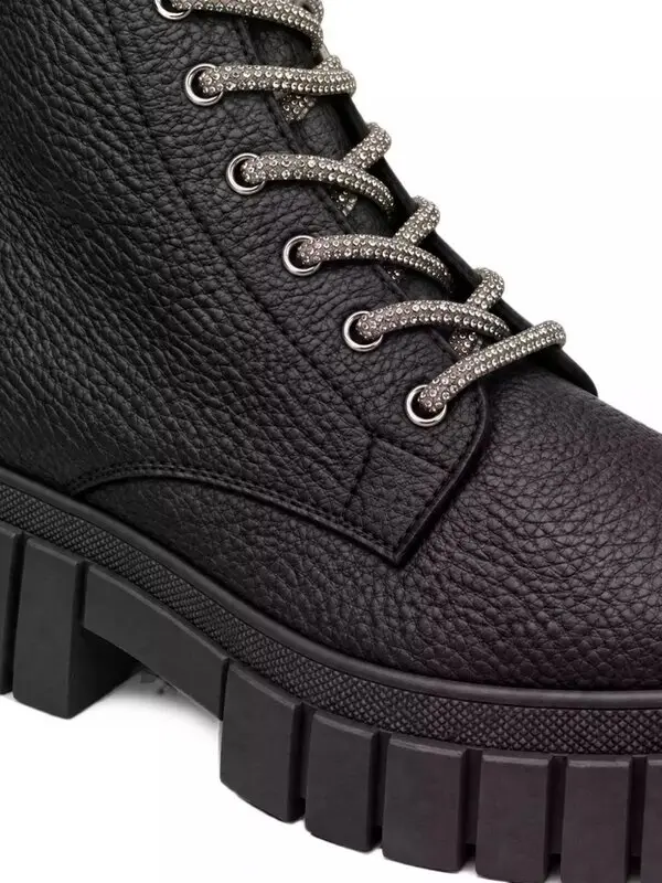 Philipp Plein Crystal-embellished Leather Boots