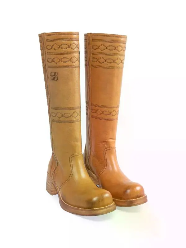 Miu Miu Embroidered Leather Boots