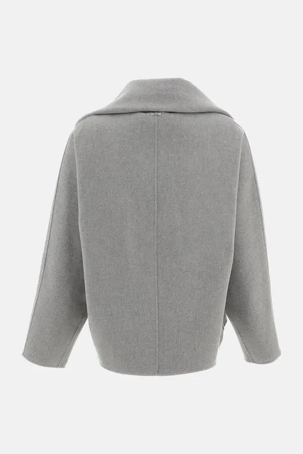 Max Mara Giacca Crop In Drap Di Lana Double Con Sciarpa