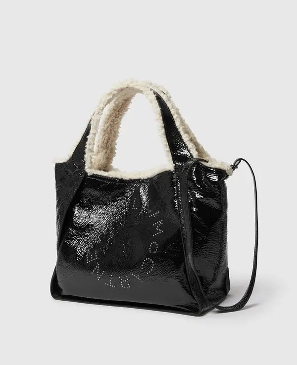 Stella McCartney Logo Cracked Patent Crossbody Tote Bag