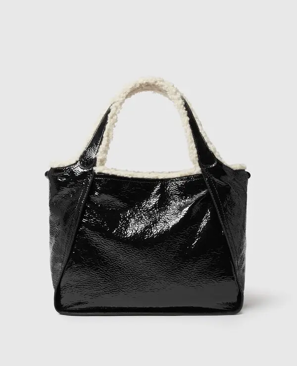 Stella McCartney Logo Cracked Patent Crossbody Tote Bag