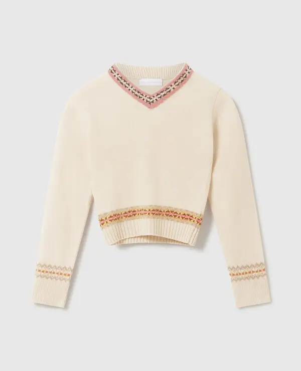 Stella McCartney Fair Isle V-neck Cropped Sweater