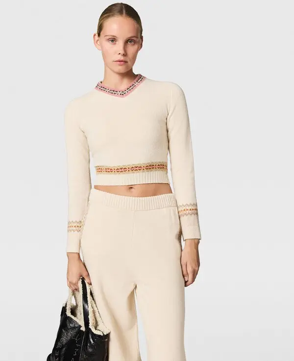 Stella McCartney Fair Isle V-neck Cropped Sweater