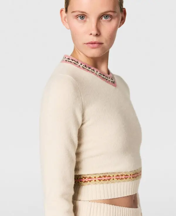 Stella McCartney Fair Isle V-neck Cropped Sweater