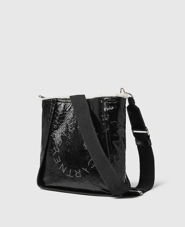 Stella McCartney Logo Cracked Patent Crossbody Bag