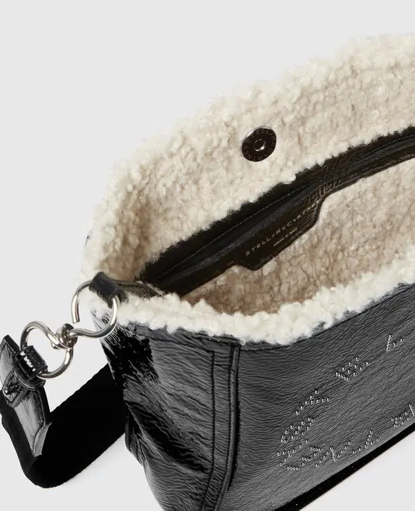 Stella McCartney Logo Cracked Patent Crossbody Bag
