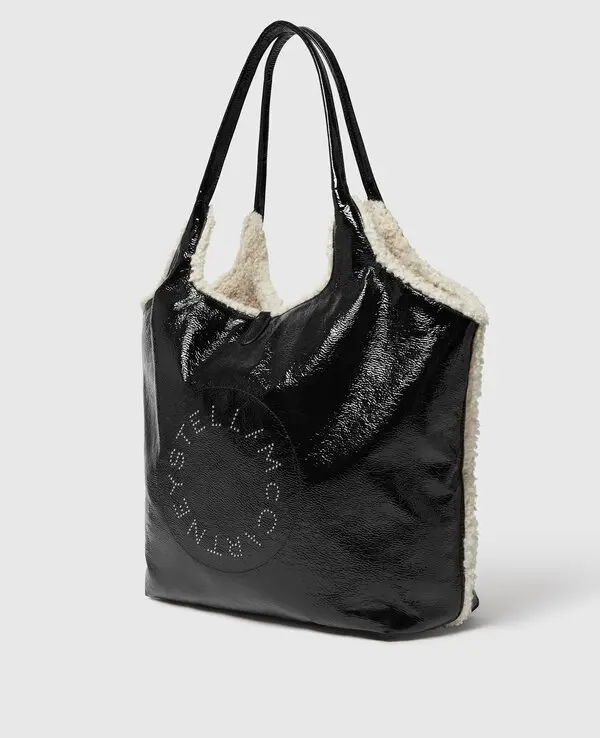 Stella McCartney Logo Cracked Patent Reversible Tote Bag