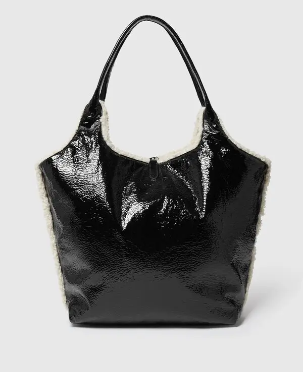 Stella McCartney Logo Cracked Patent Reversible Tote Bag