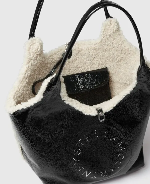 Stella McCartney Logo Cracked Patent Reversible Tote Bag