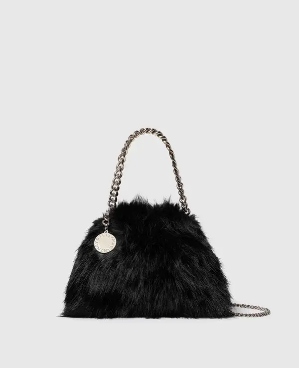 Stella McCartney Falabella Plush Mini Drawstring Bag - Black