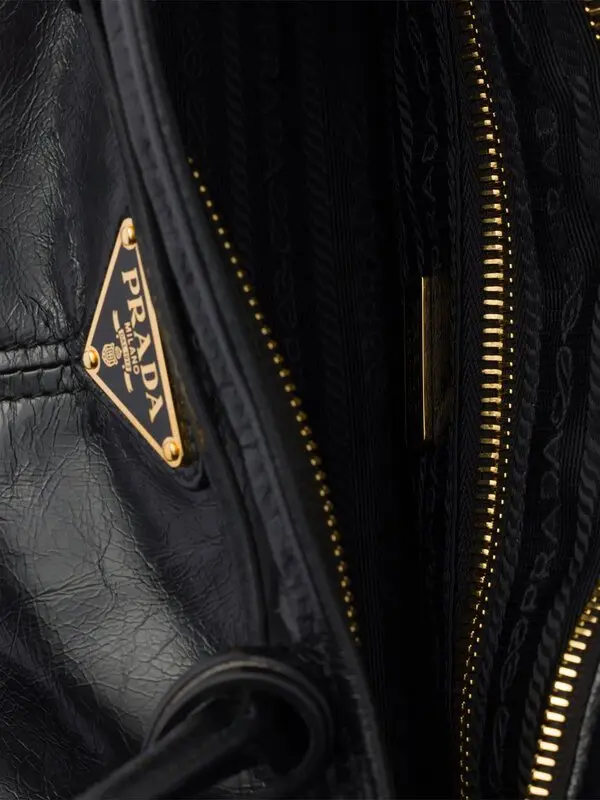 Prada Bonnie Medium Leather Handbag - Black
