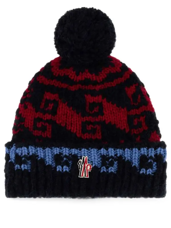 Moncler Grenoble: Wool And Alpaca Blend Pom-pom Beanie - Blue