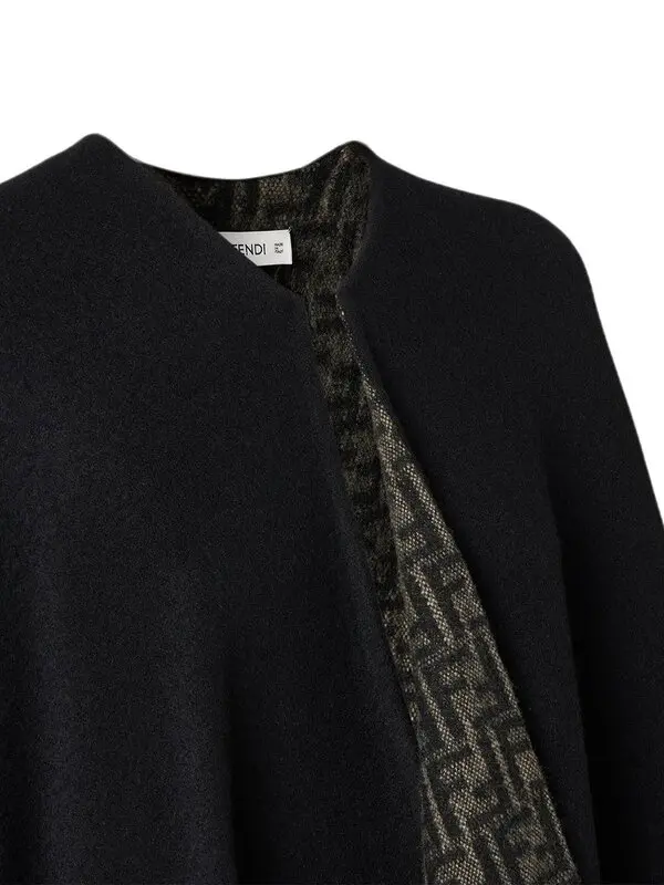 Fendi Wool And Cashmere Poncho Ff Pumpkin