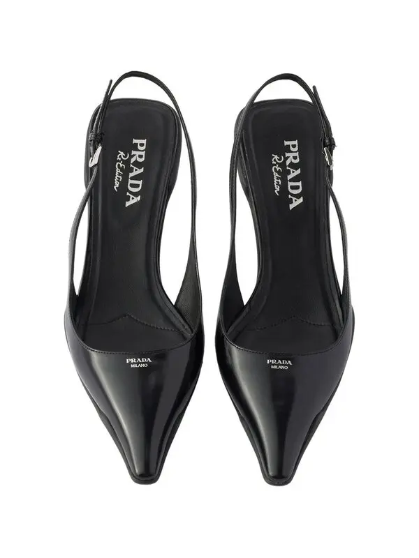 Prada Brushed Leather Slingback Pumps