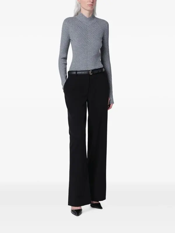 Victoria Beckham Georgia Fine Ribbed Merino Wool Sweater