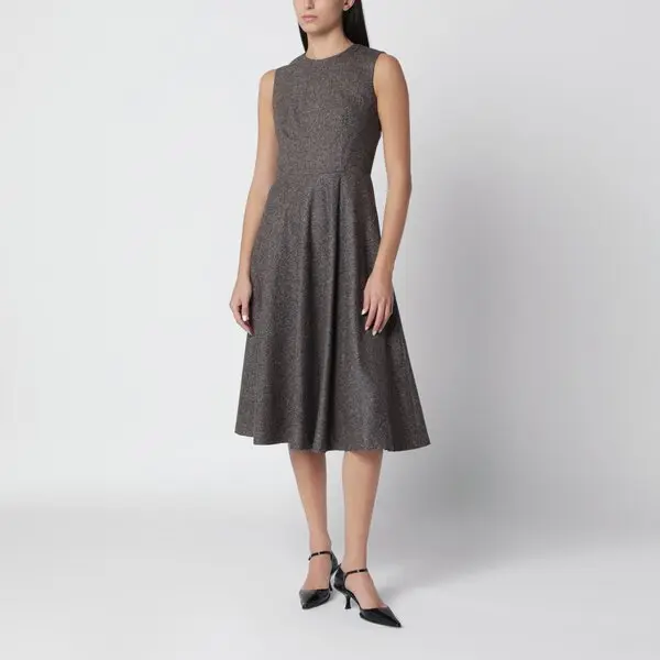 Tagliatore Vichy Midi Dress In Wool And Silk Blend