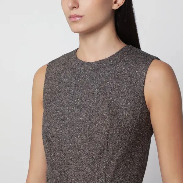 Tagliatore Vichy Midi Dress In Wool And Silk Blend