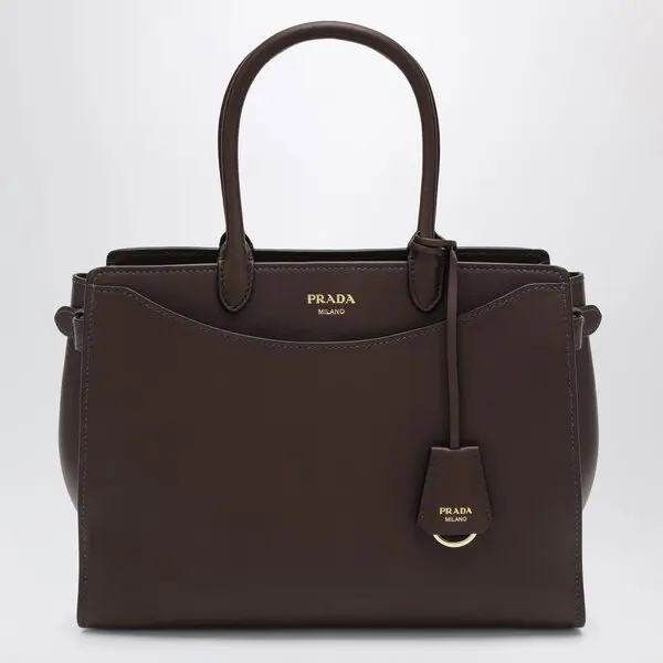 Prada Large Radica Prelude Handbag In Leather - Brown