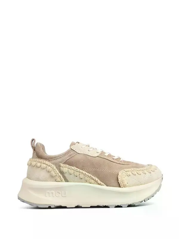 Mou Crochet-trim Suede Sneakers