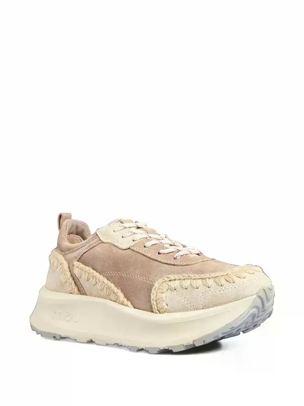 Mou Crochet-trim Suede Sneakers