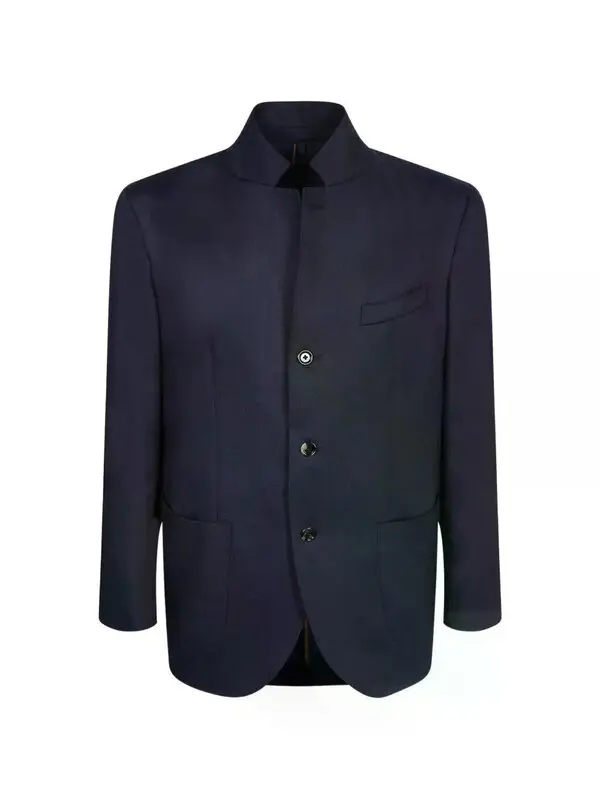 DELL'OGLIO Mandarin-collar Single-breasted Blazer