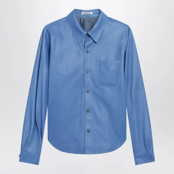 Auralee Royal Shirt In Calf Leather - Blue