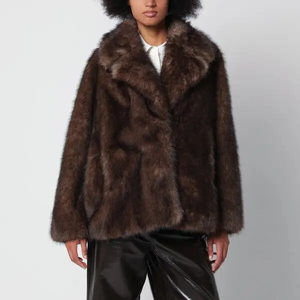 STAND STUDIO Journi Jacket In Faux Fur - Brown