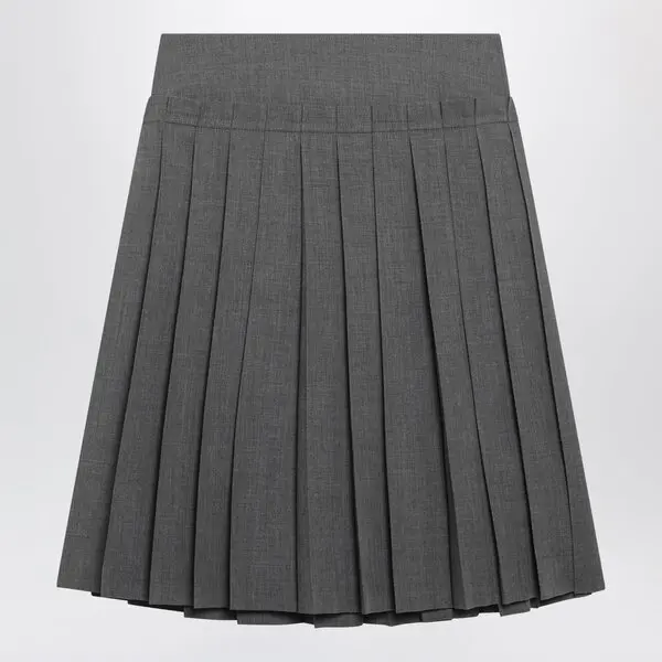 AMI Paris Carbon Grey Pleated Skirt In Wool