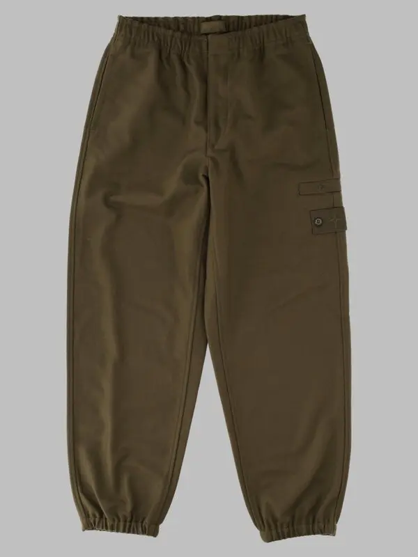 Stone Island Pantalone Jogger In Flanella Di Lana Cardata - Green
