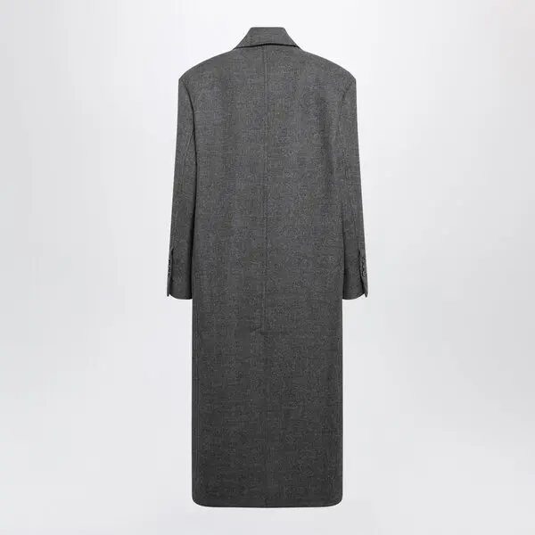 AMI Paris Long Double-breasted Carbon Grey Wool Coat