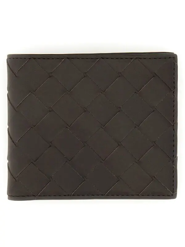 Bottega Veneta Portafoglio Bi-fold Con Motivo Intrecciato - Brown