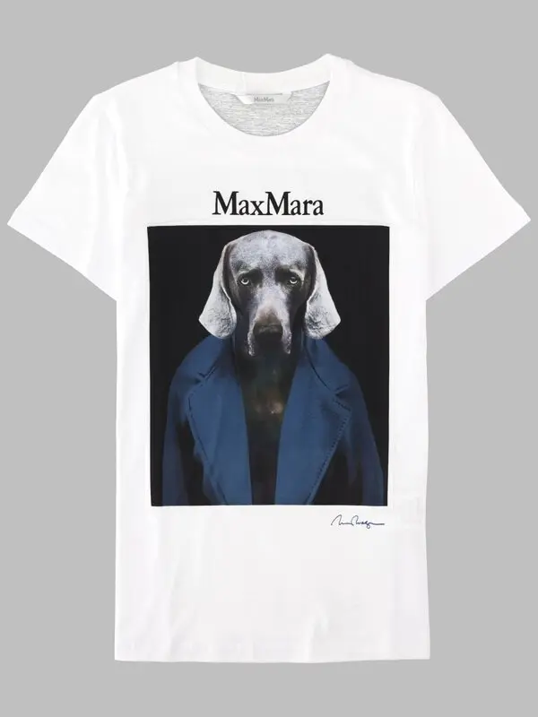 Max Mara T-shirt In Jersey Con Stampa Iconica - White