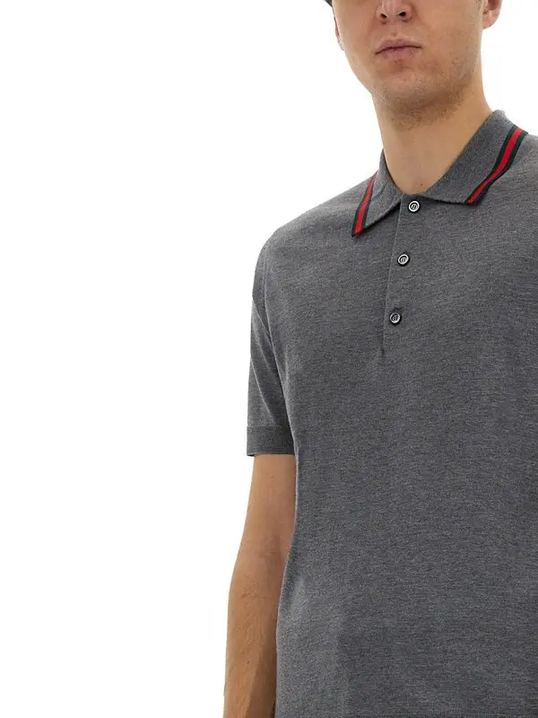 Gucci Polo Shirt With Web Pattern