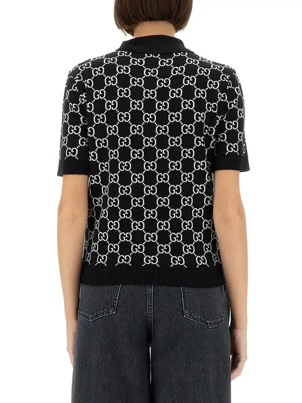 Gucci Gg Wool Jacquard Reversible Polo Shirt