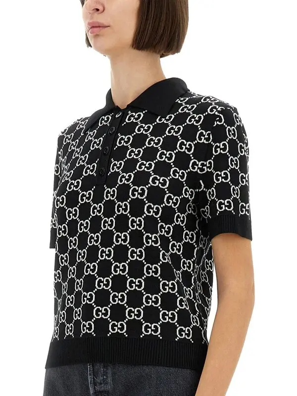 Gucci Gg Wool Jacquard Reversible Polo Shirt