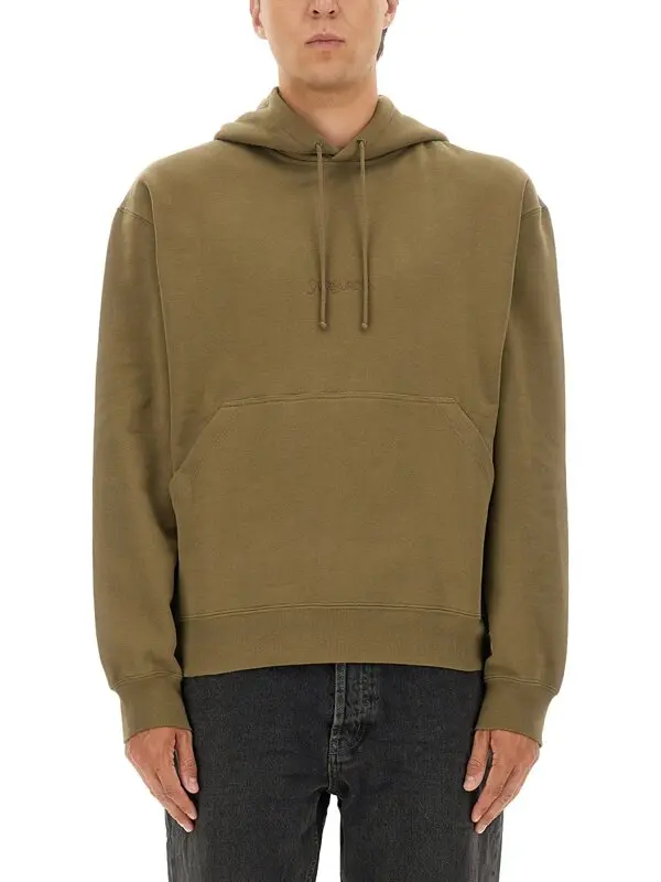 Saint Laurent Hooded Sweatshirt With Logo - Green