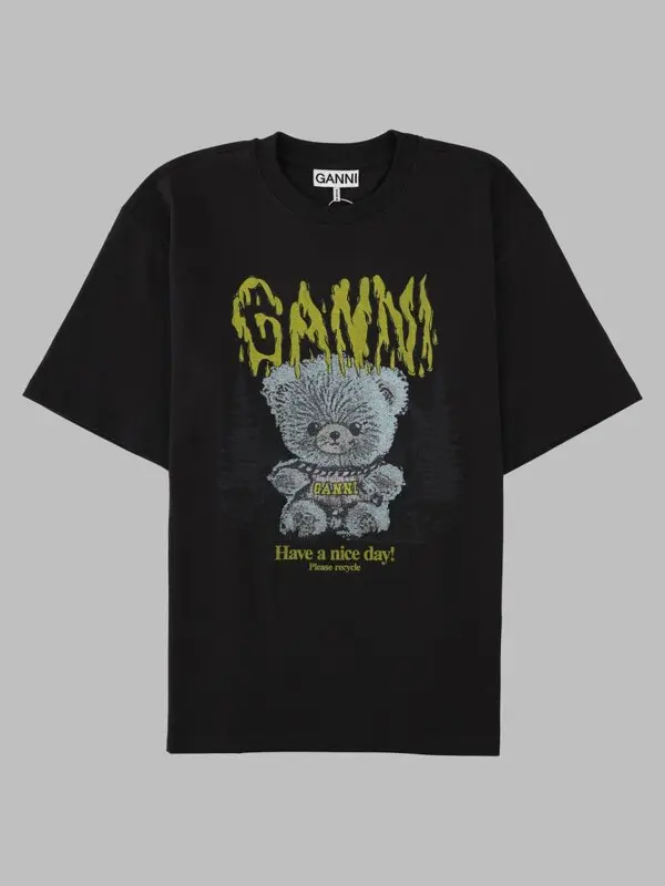 GANNI T-shirt Con Stampa - Black