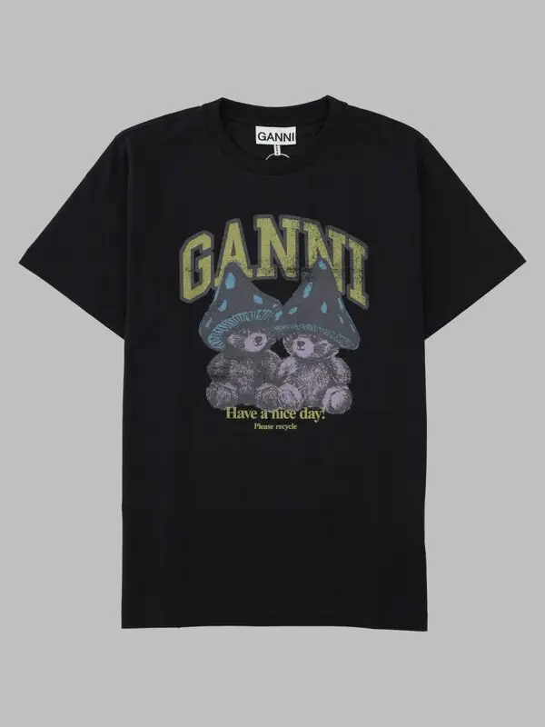 GANNI T-shirt Con Stampa - Black