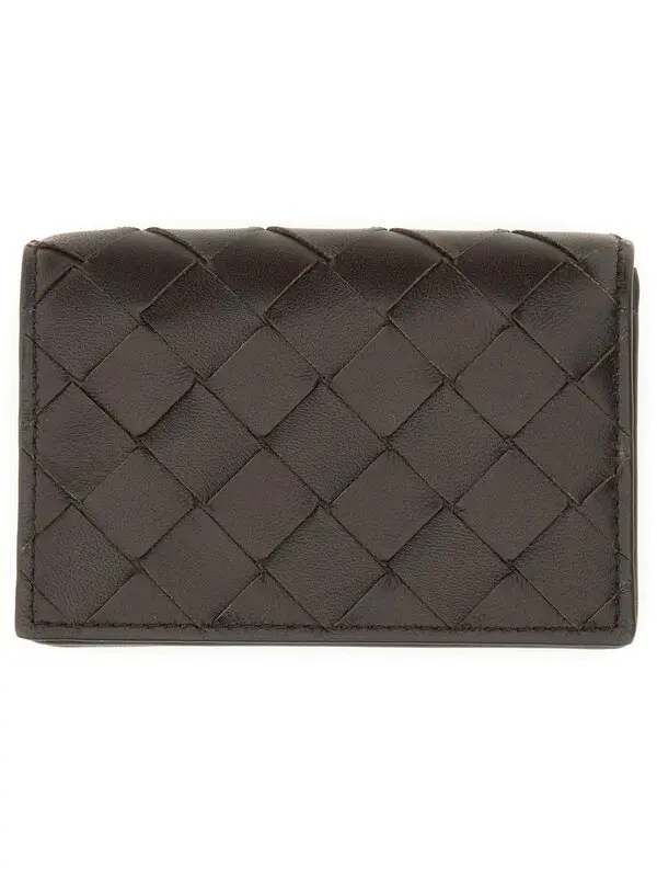 Bottega Veneta Porta Biglietti Da Visita Intrecciato - Brown