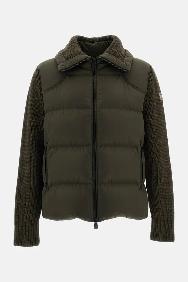 Moncler Cardigan In Lana Imbottito