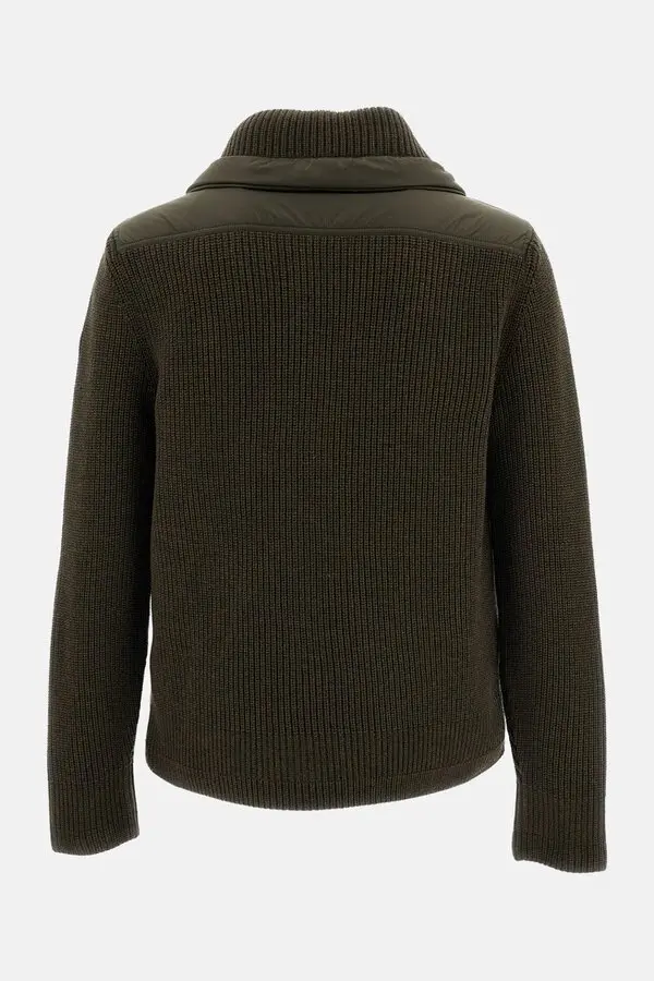 Moncler Cardigan In Lana Imbottito