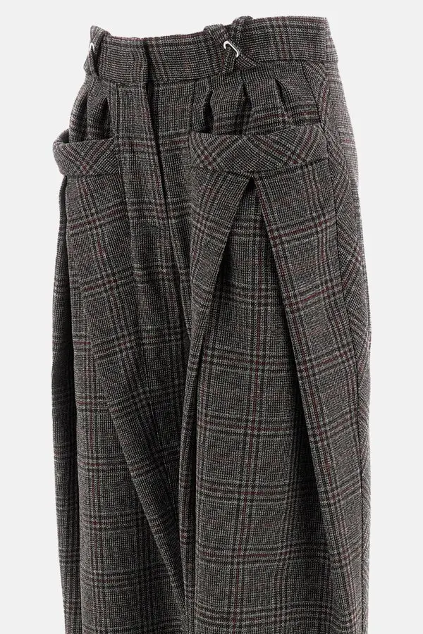 Rabanne Pantaloni Sartoriali In Lana Tartan