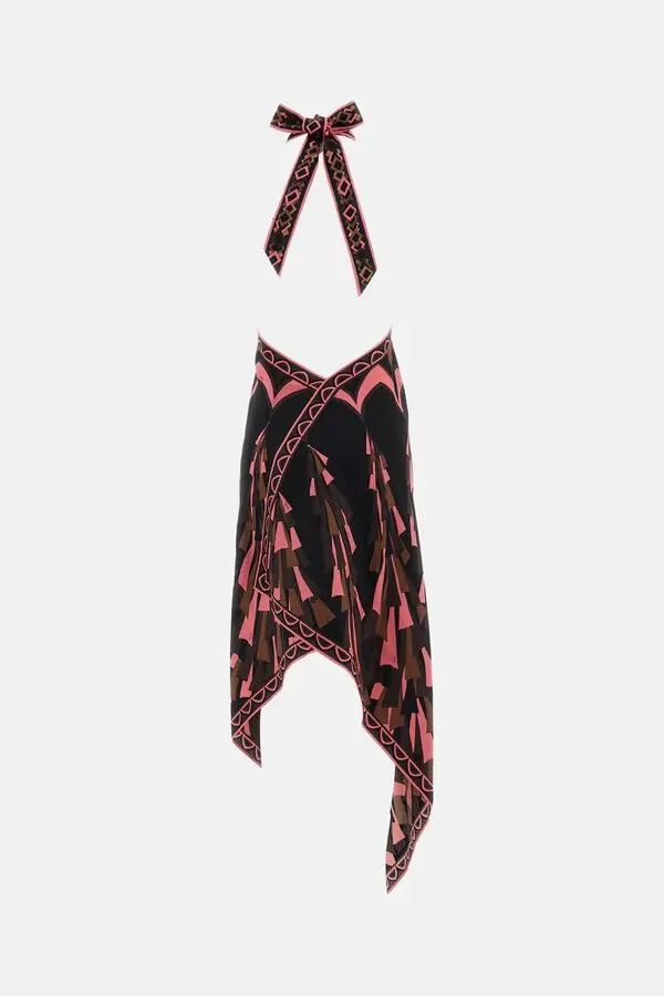 Emilio Pucci Abito Lungo In Seta Stampa Baiadera