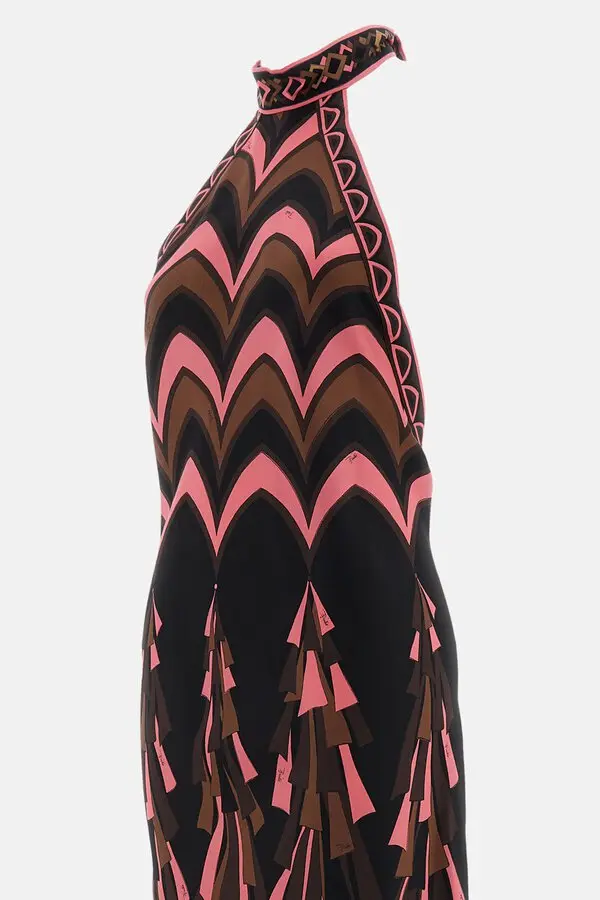 Emilio Pucci Abito Lungo In Seta Stampa Baiadera