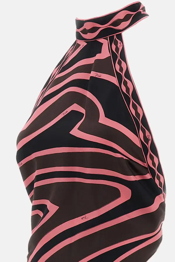 Emilio Pucci Top A Foulard In Seta Stampa Labirinto