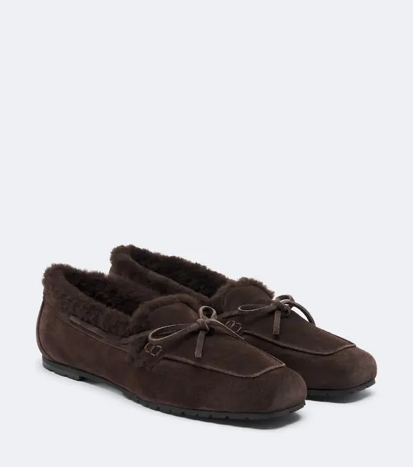 AeydĒ Jasper Shearling-lined Suede Boat Shoes - Brown