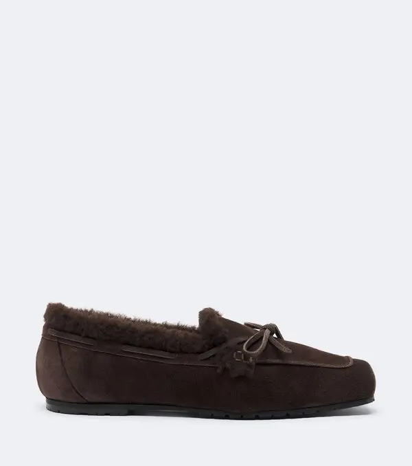 AeydĒ Jasper Shearling-lined Suede Boat Shoes - Brown